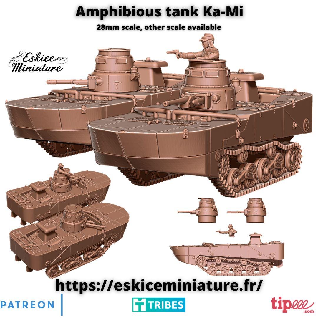 WWII Japanese Amphibious Ka-mi Tank (both Turrets) Various Scales ...