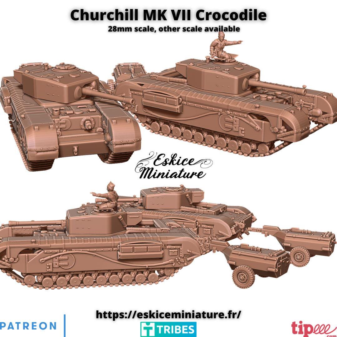 WWII British Churchill MKVII Crocodile Tank Various Scales Historical ...