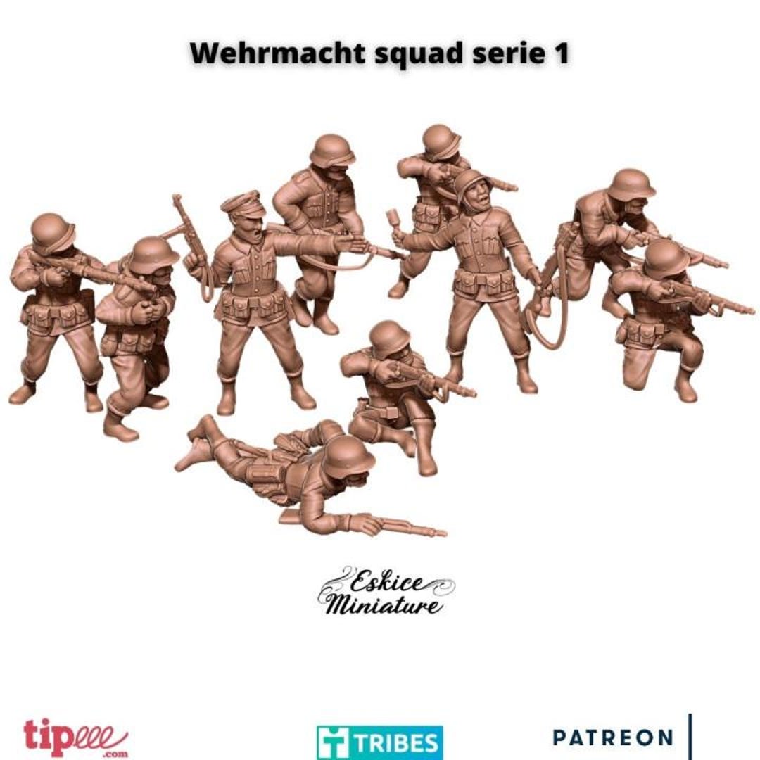 WWII German Infantry Squad 1 (10 Models) Various Scales Historical ...