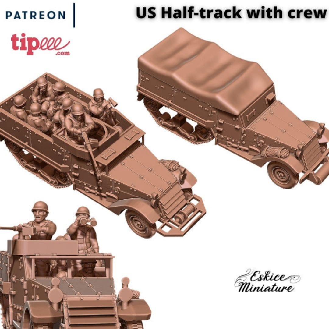 WWII US M3 Half Track With Crew Various Scales Historical Wargaming (US ...