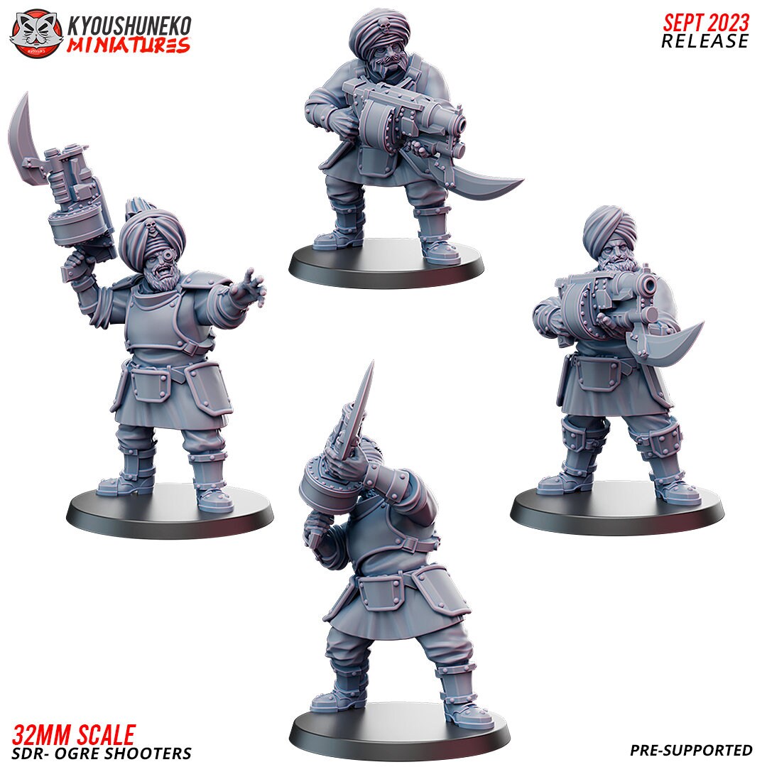 Sikh Desert Riders Ogre Shooters (4 Models) Various Scales SF Wargaming ...