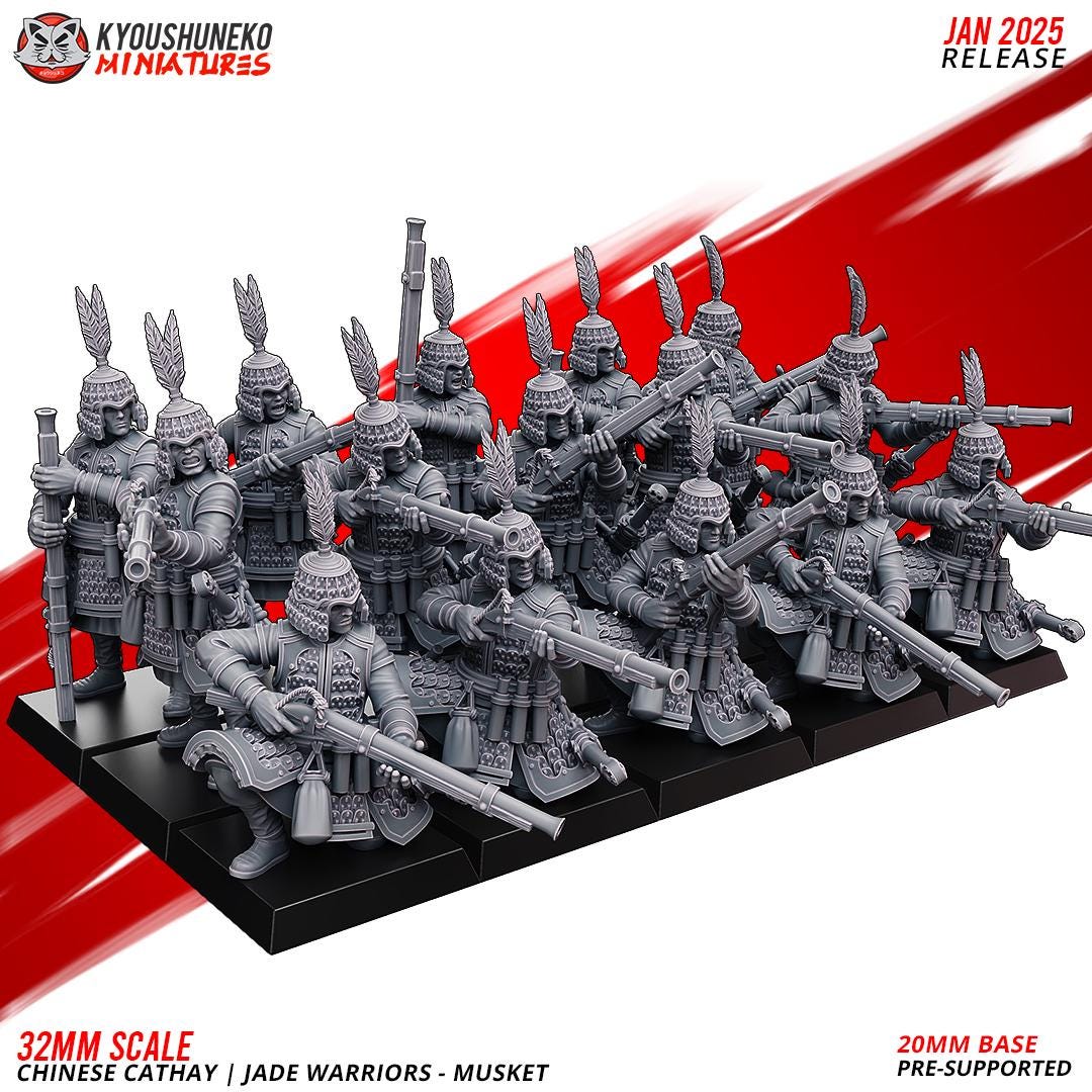 Ancient Chinese Cathay Jade Warriors Musket Unit (10 Models) Various ...