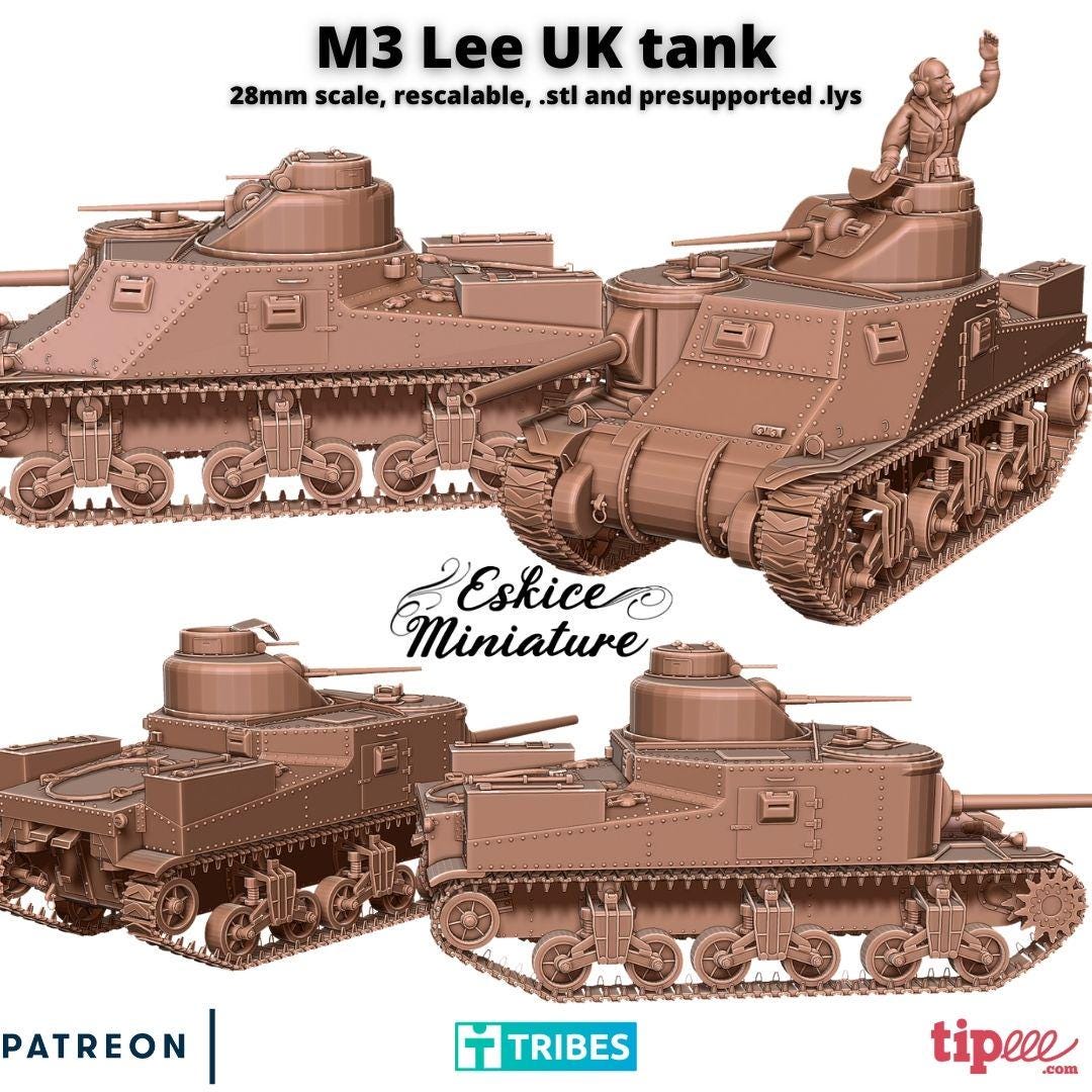 WWII Commonwealth M3 Lee Tank Various Scales Historical Wargaming (US ...