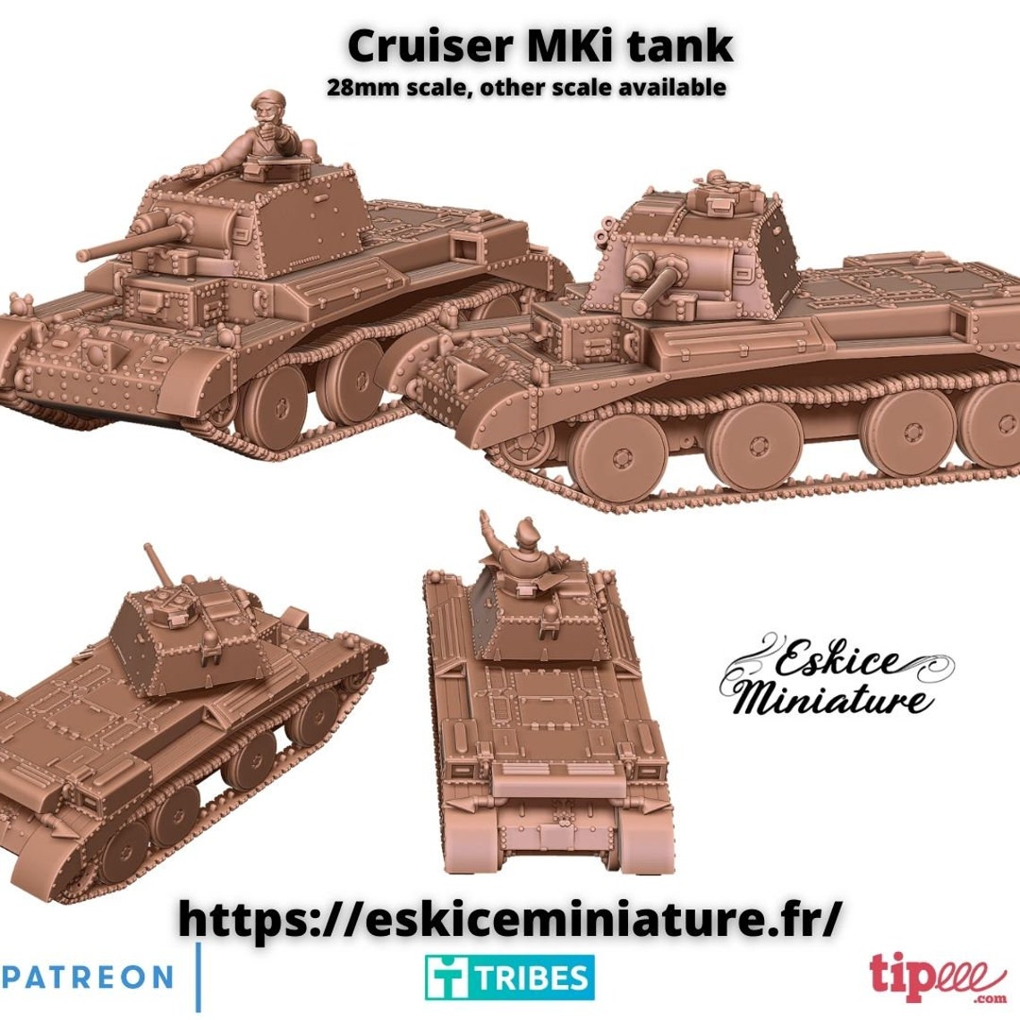 WWII British Cruiser Mark I Tank Various Scales Historical Wargaming ...