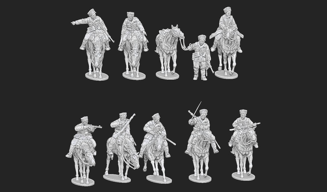 WWII German Cossacks Cavalry Squad (9 Models) Various Scales Historical ...