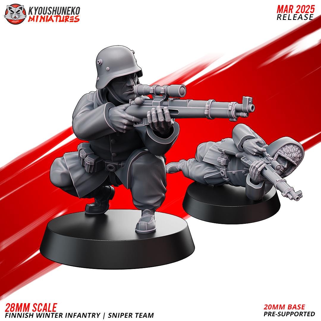 WWII Finnish Winter Sniper Team (2 Models) Various Scales Historical ...