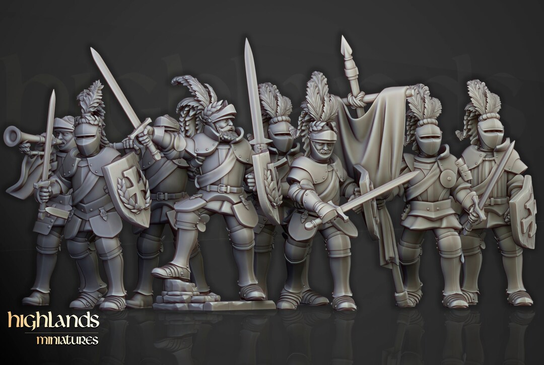 28mm Highland Miniatures Sunland Knights on Foot Fantasy Fantasy - Etsy