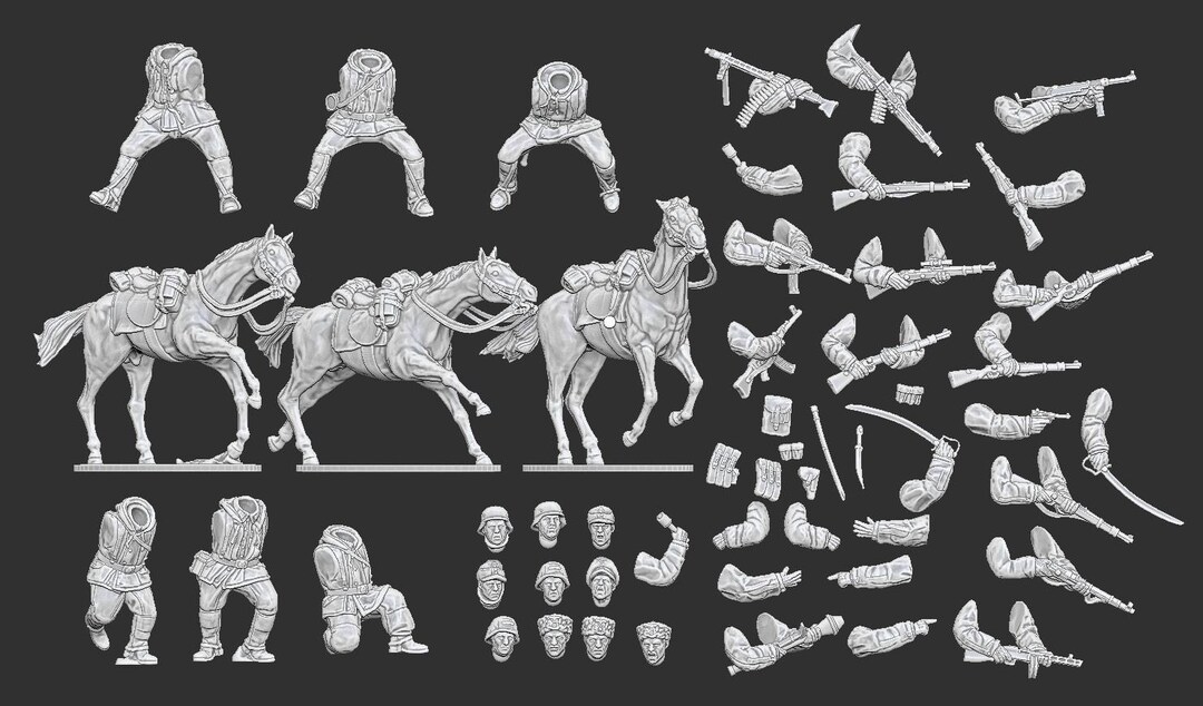 WWII Late War German Cavalry – Multipart Set (6 Models) Various Scales ...
