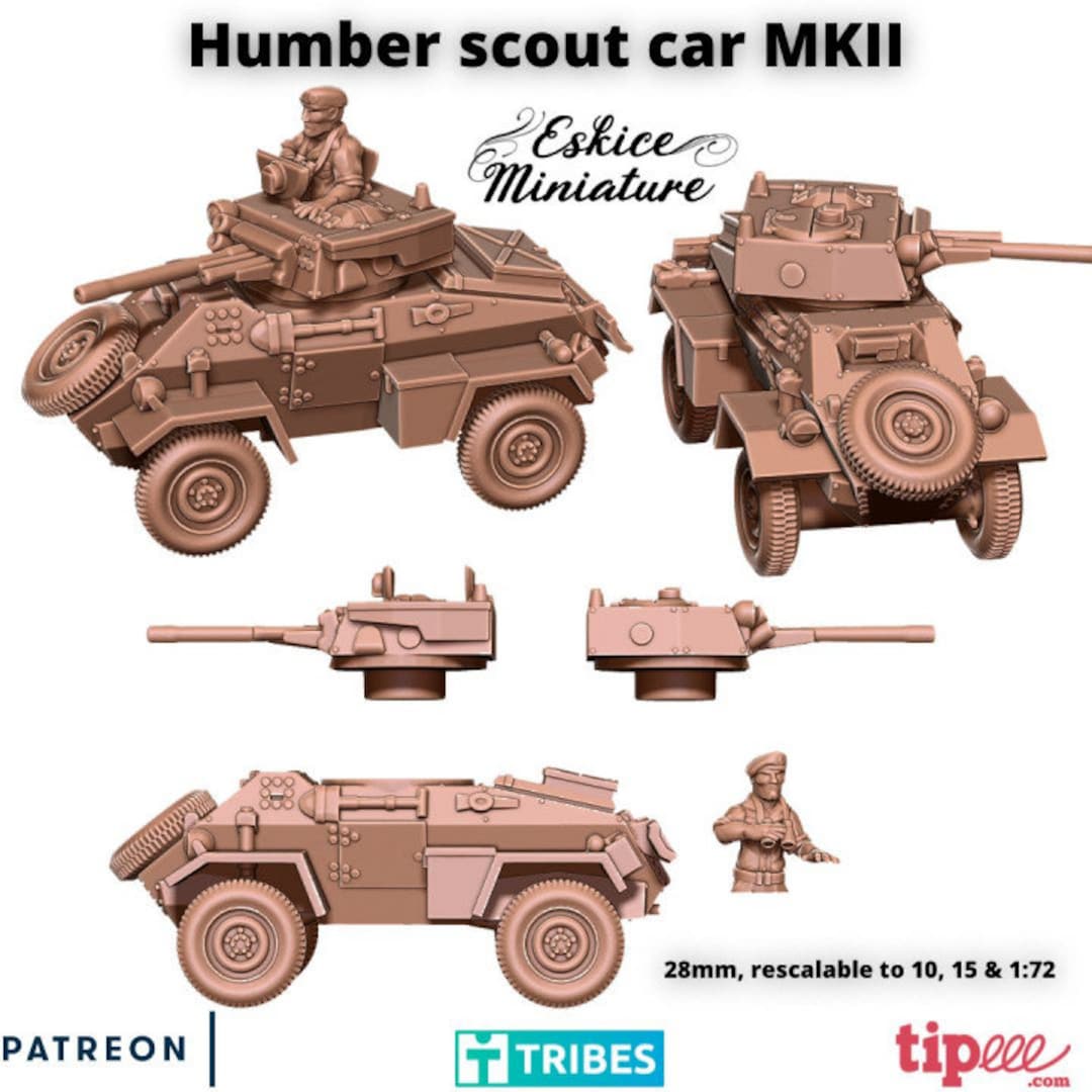 WWII British Humber Scout Car Mk II Various Scales Historical Wargaming ...