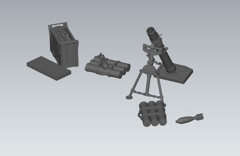 WWII British 8th Army 3 Inch Mortar With Crew (4 Models) Various Scales ...