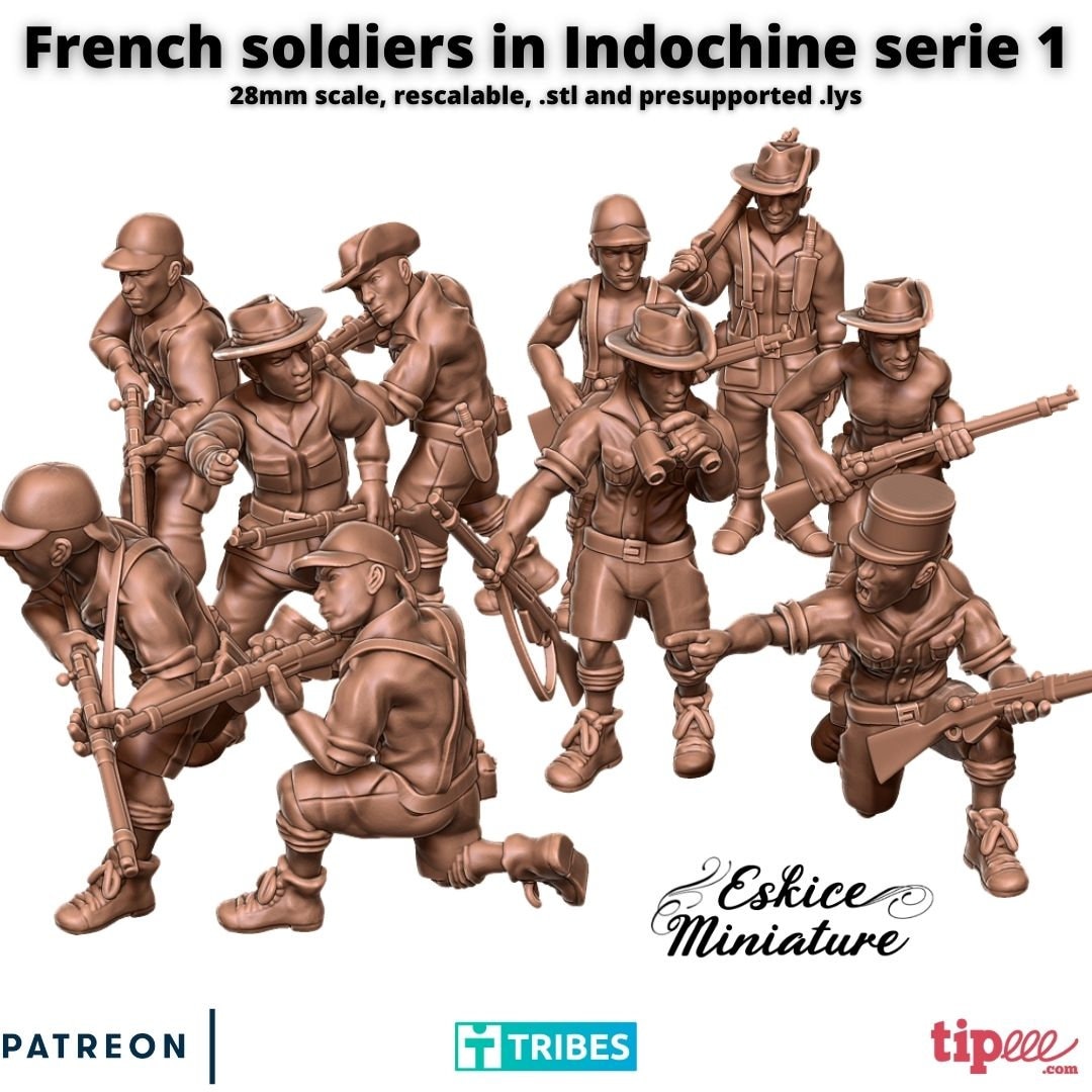 Vietnam War WWII French Indochina Infantry Squad (10 Models) Various ...