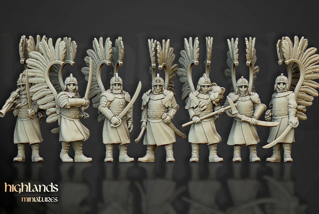 28mm Highland Miniatures Winged Hussars on Foot (10) Suitable for WFB ...
