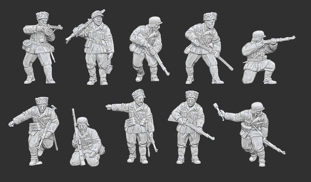 WWII German Dismounted Cossacks in German Uniforms (10 Models) Various ...