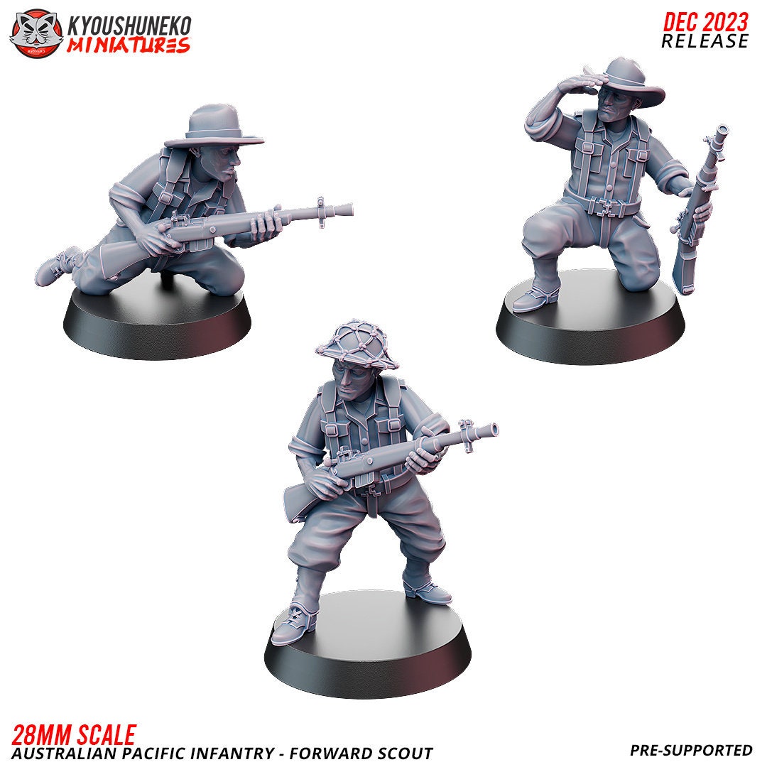 WWII Australian Pacific Forward Scout Squad (3 Models) Various Scales ...