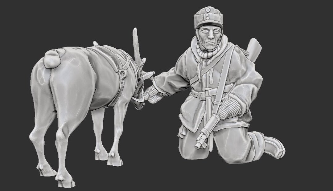 WWII Finnish Soldier Calming His Reindeer Various Scales Historical ...