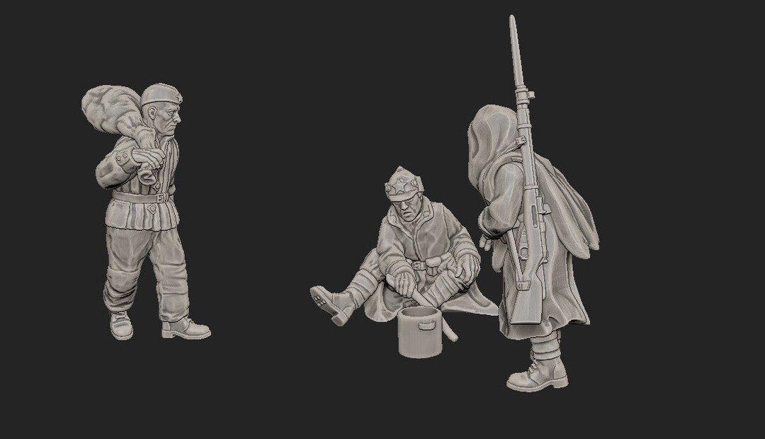 WWII Soviet Resting Soldiers (3 Models) Various Scales Historical ...