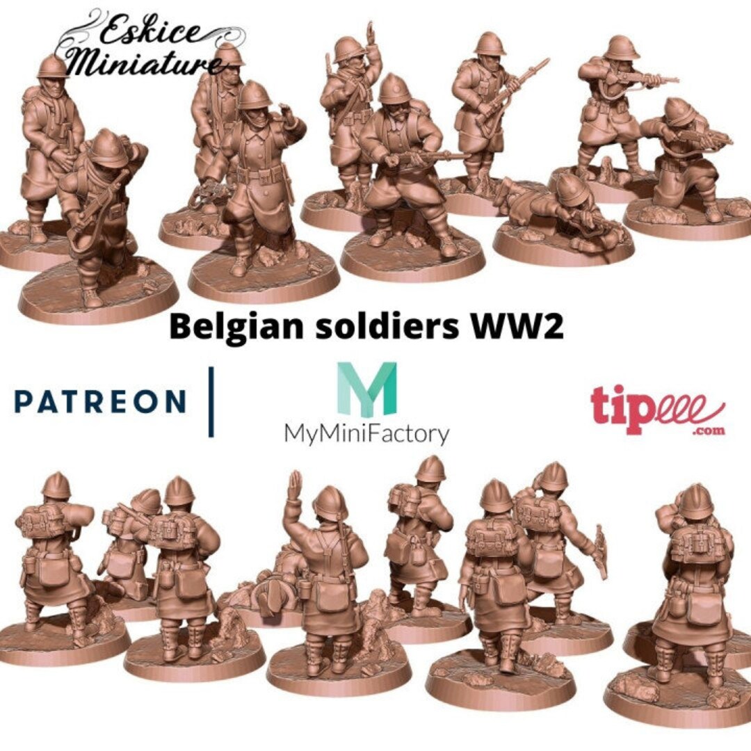 WWII Belgian Infantry Squad (10 Models) Various Scales Historical ...