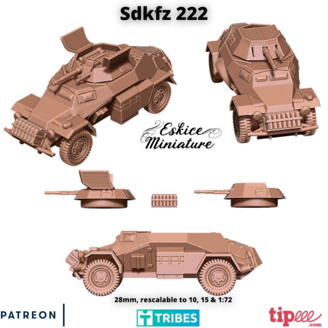 WWII German Sd.kfz 222 Armoured Car Various Scales Historical Wargaming ...