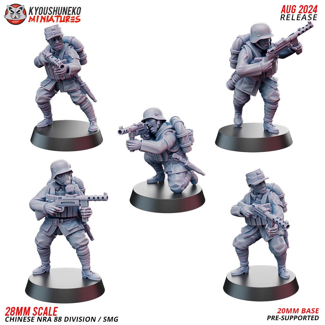 WWII Chinese NRA 88th Division SMG Squad (10 Models) Various Scales ...
