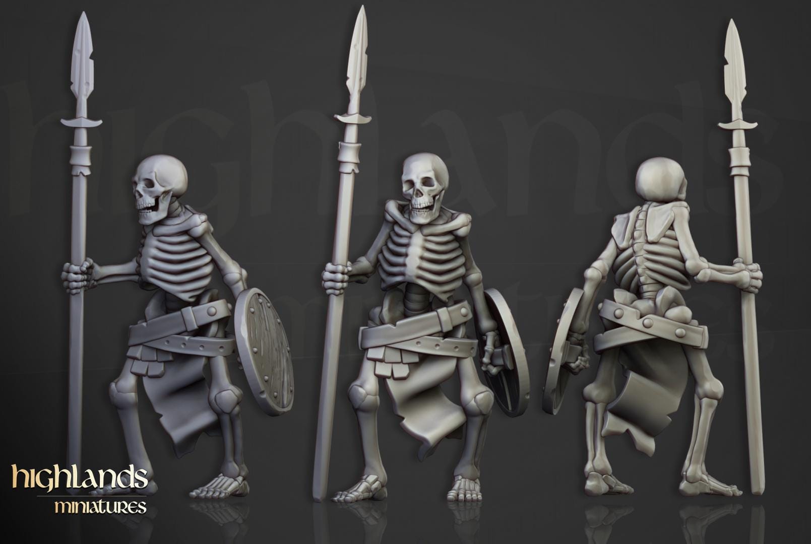 Skeleton Warriors With Spears and Command Group 10 Models Highland ...