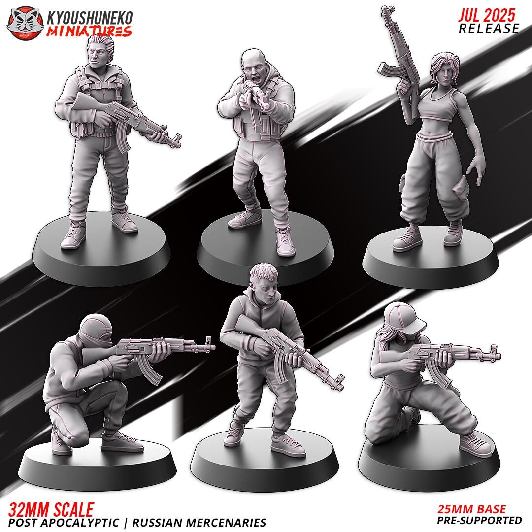 Post Apocalyptic Mercenaries Squad (6 Models) Various Scales SF ...