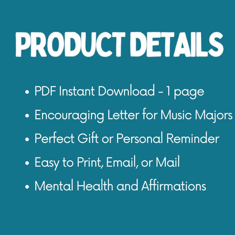 Music Major Encouragement Letter Mental Health Affirmations Gift Music ...