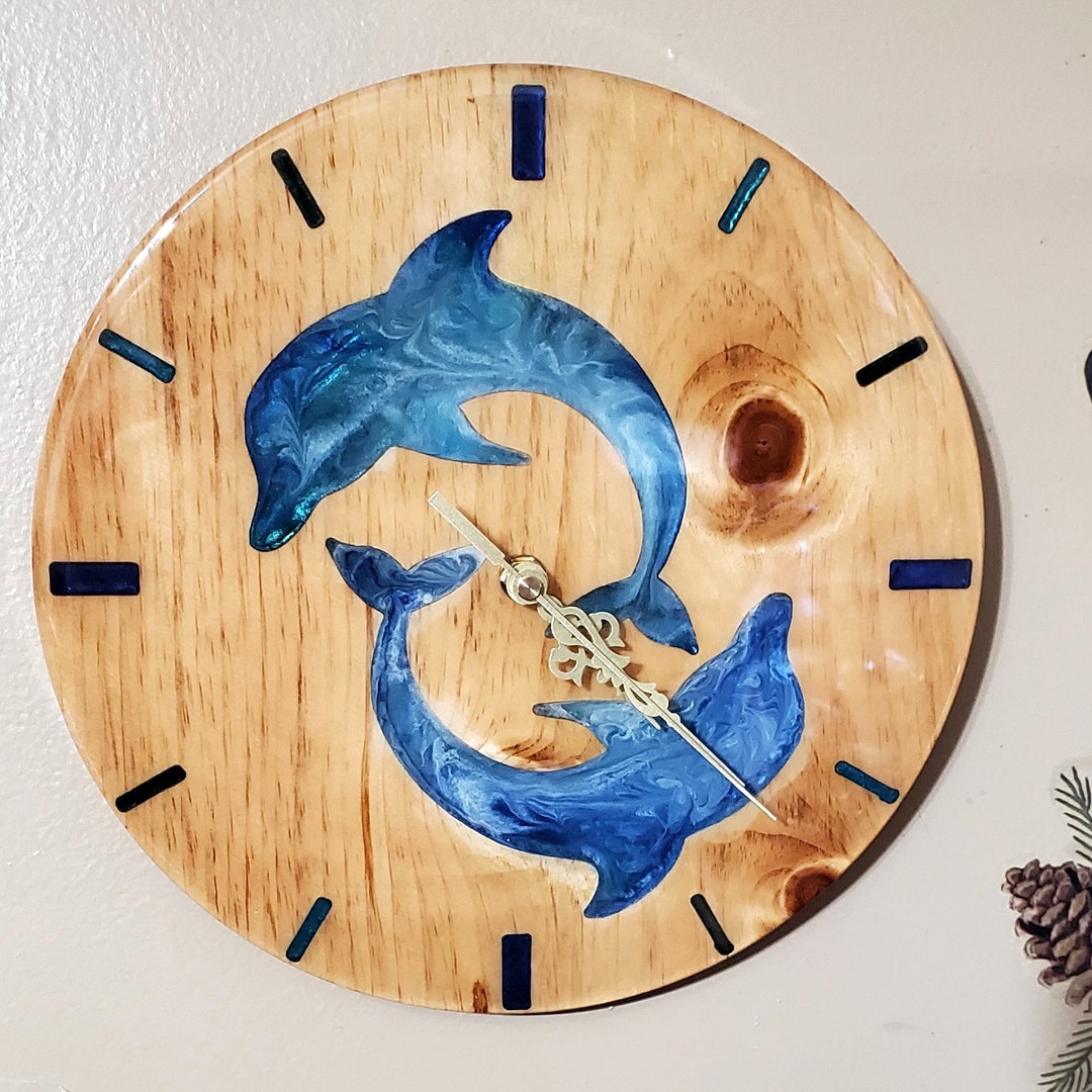 Dolphin Clock Wood and Resin 10.75" Diameter - Etsy