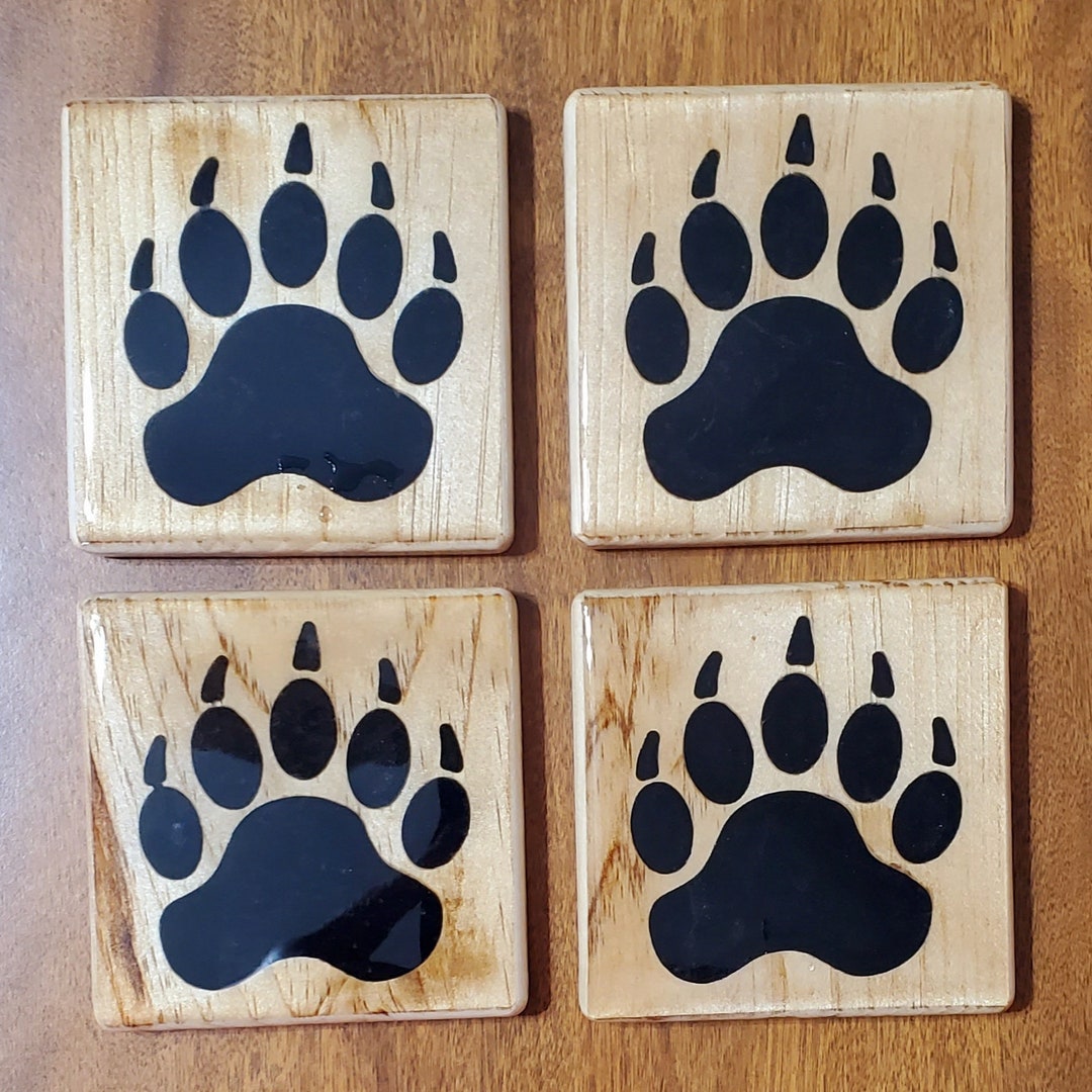 Bear Claw Coasters Made of Wood and Resin - Etsy