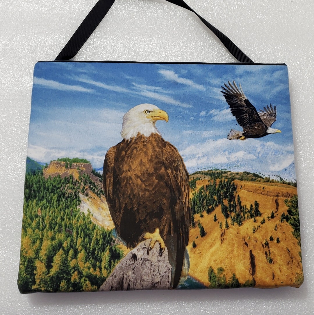 Fabric and Wood Bald Eagle Wall Hanging Measuring 10.75x9x.75 - Etsy