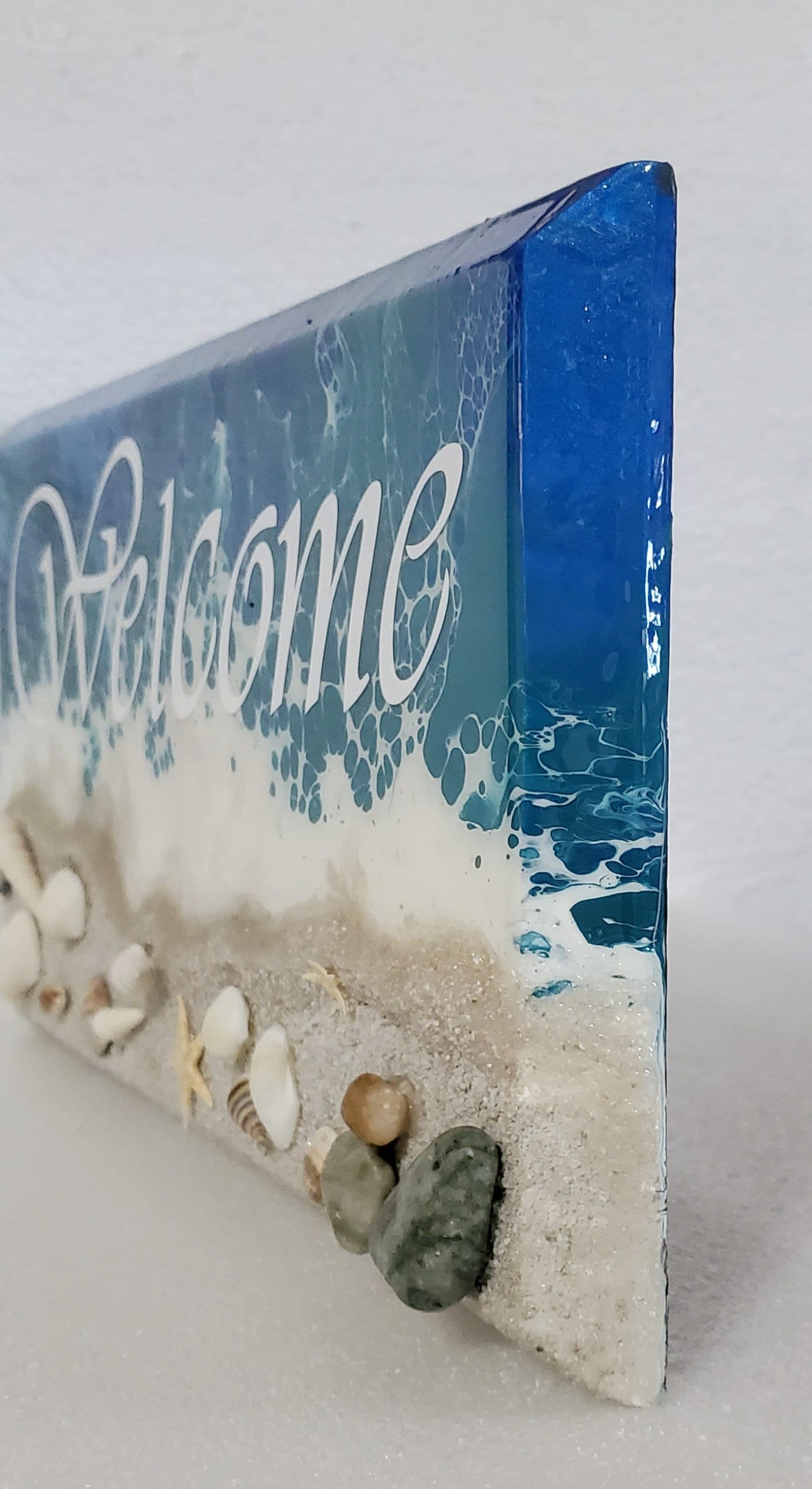 Acrylic, Wood and Resin Welcome Sign With Ocean and Beach Theme - Etsy