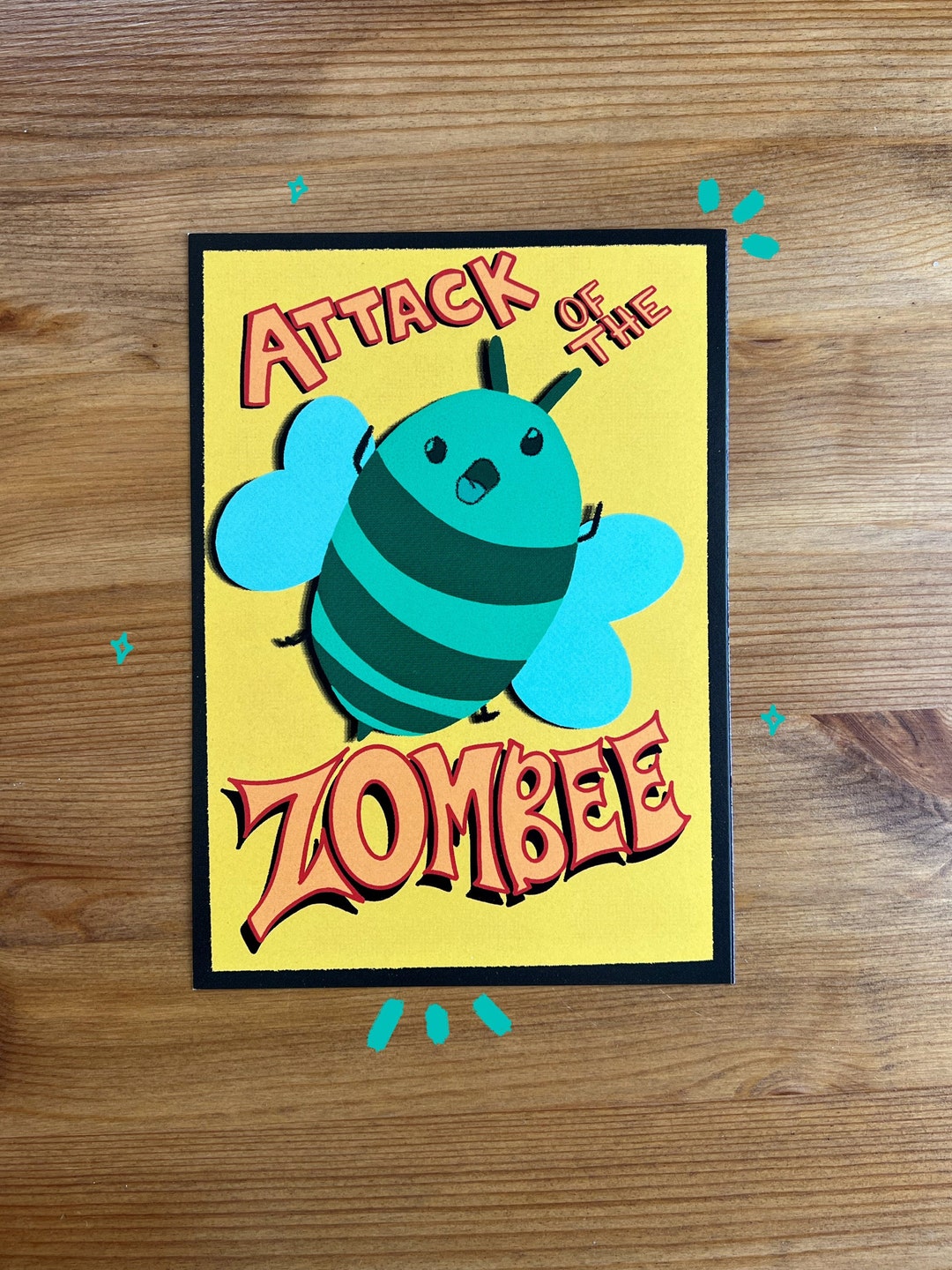 Attack of the Zombee Funny Film Poster Print | Funny Prints | Cute ...