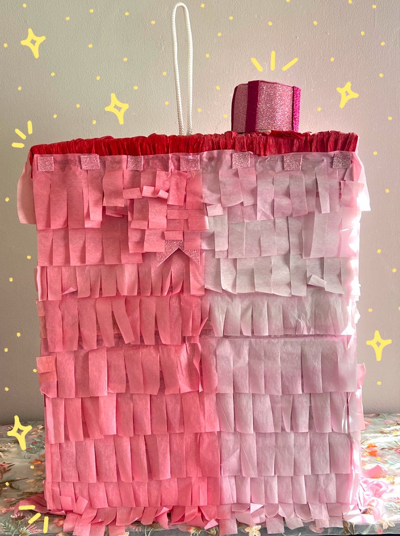 Strawberry Juice Piñata 3D Pinata Handmade Strawberry Cute Pinatas Pink ...