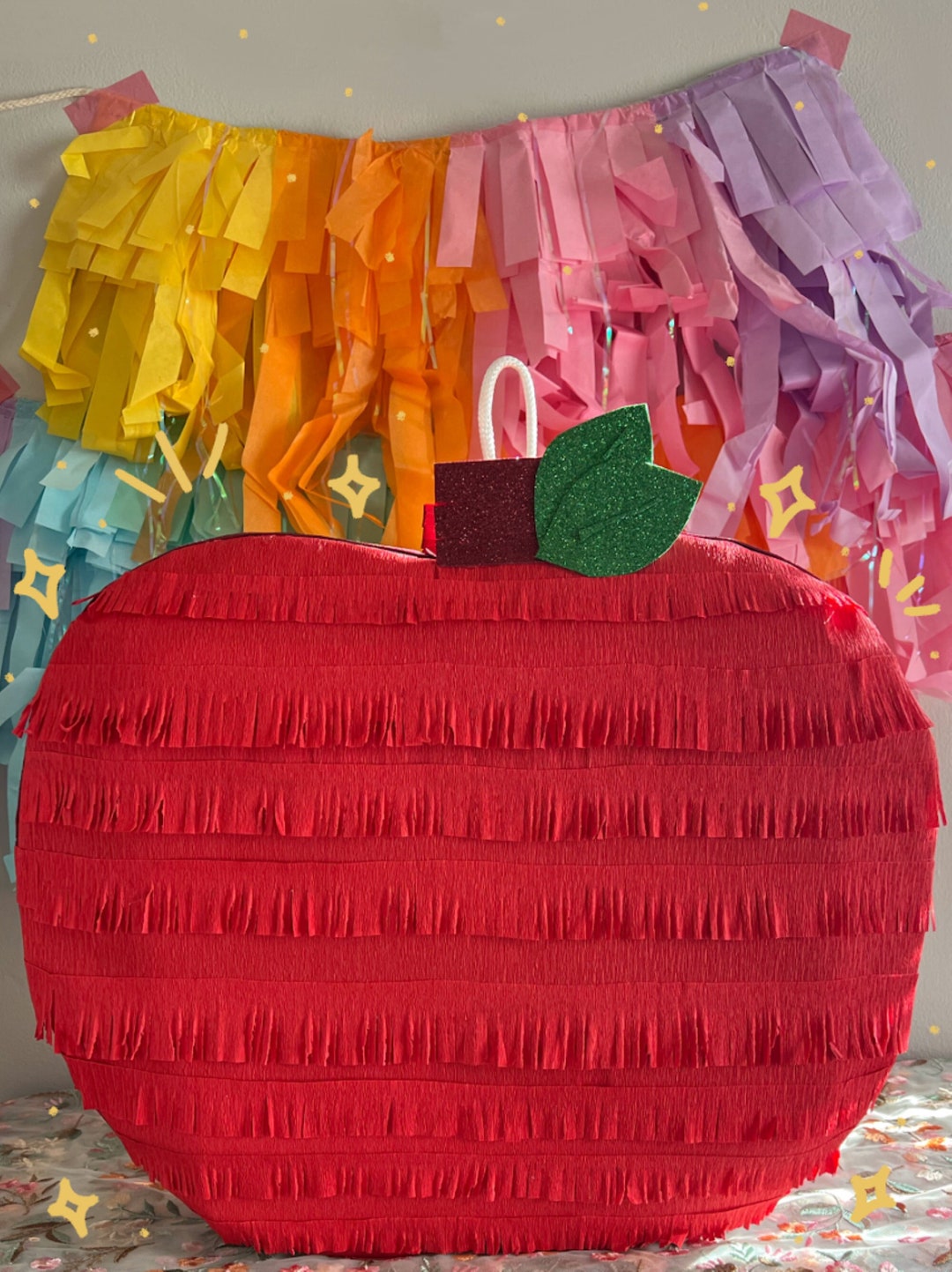 Apple Piñata | 2D Pinata | Handmade | Red | Cute Pinata - Etsy