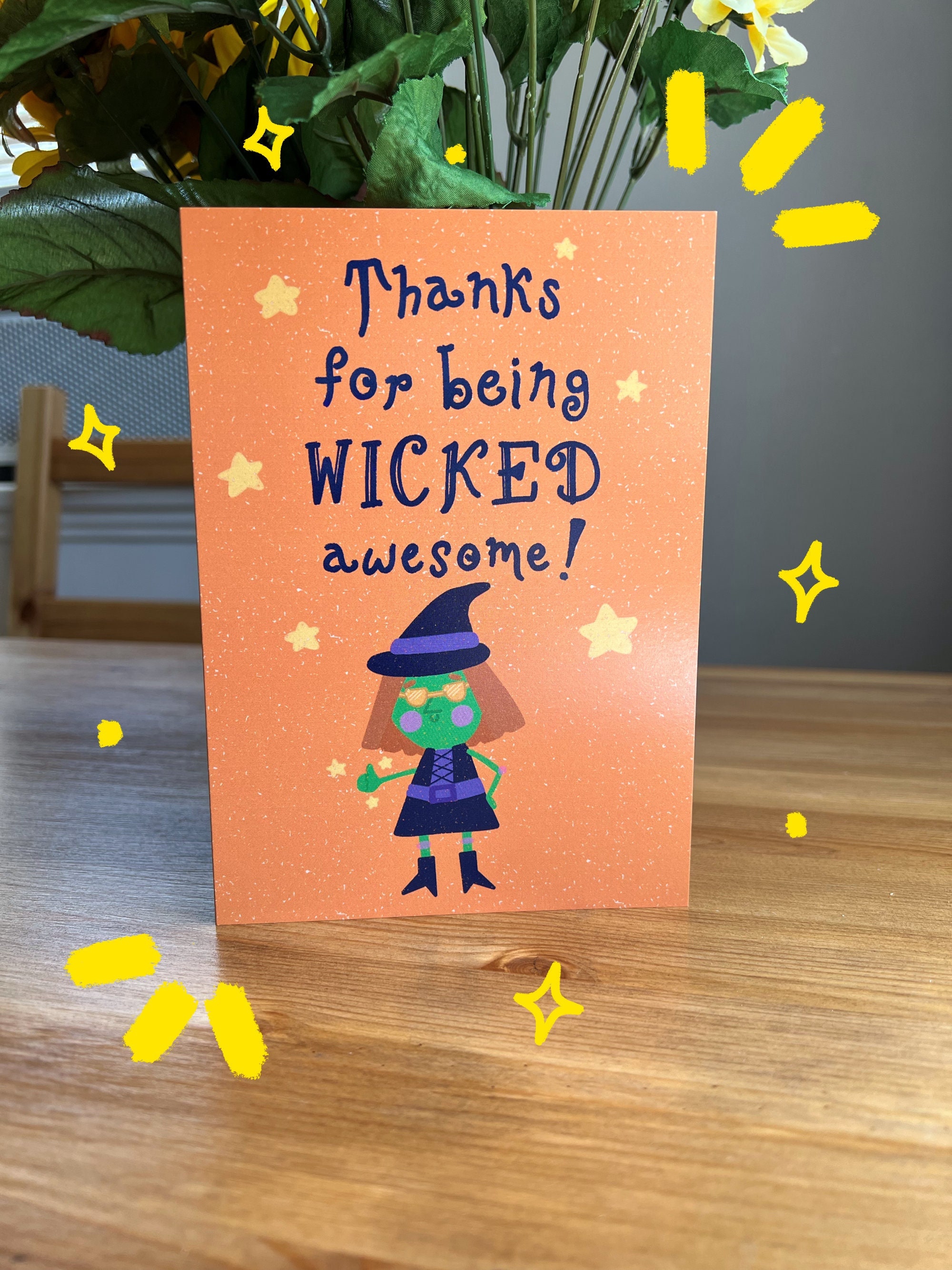 Wicked Awesome Thank You Card Greeting Card Thank You Card Witch Funny ...
