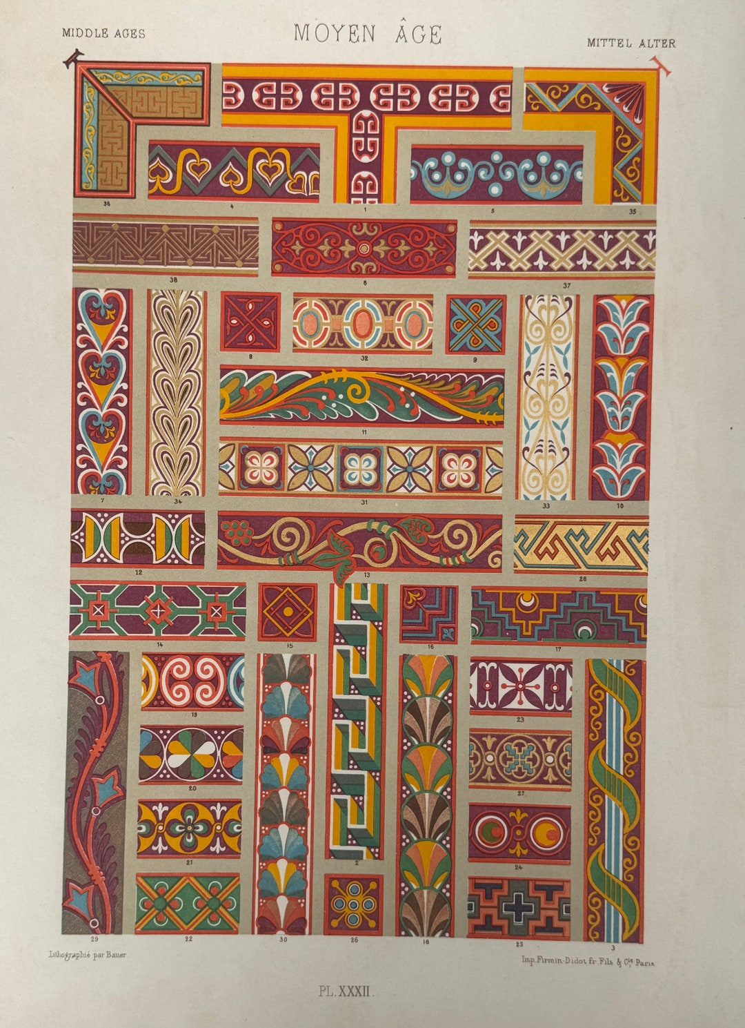 Antique Lithograph Middle Ages Design Wall Art to Frame - Etsy