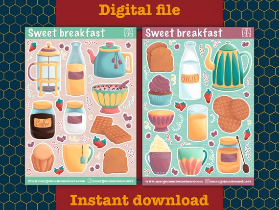 SWEET BREAKFAST Printable Sticker Sheet for Bullet Journal - Etsy