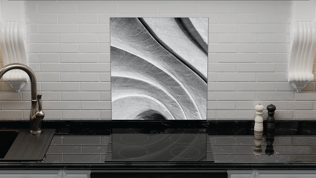 Glass Splashback Kitchen Tile Cooker Panel WAVES 60x65cm Tempered Glass ...