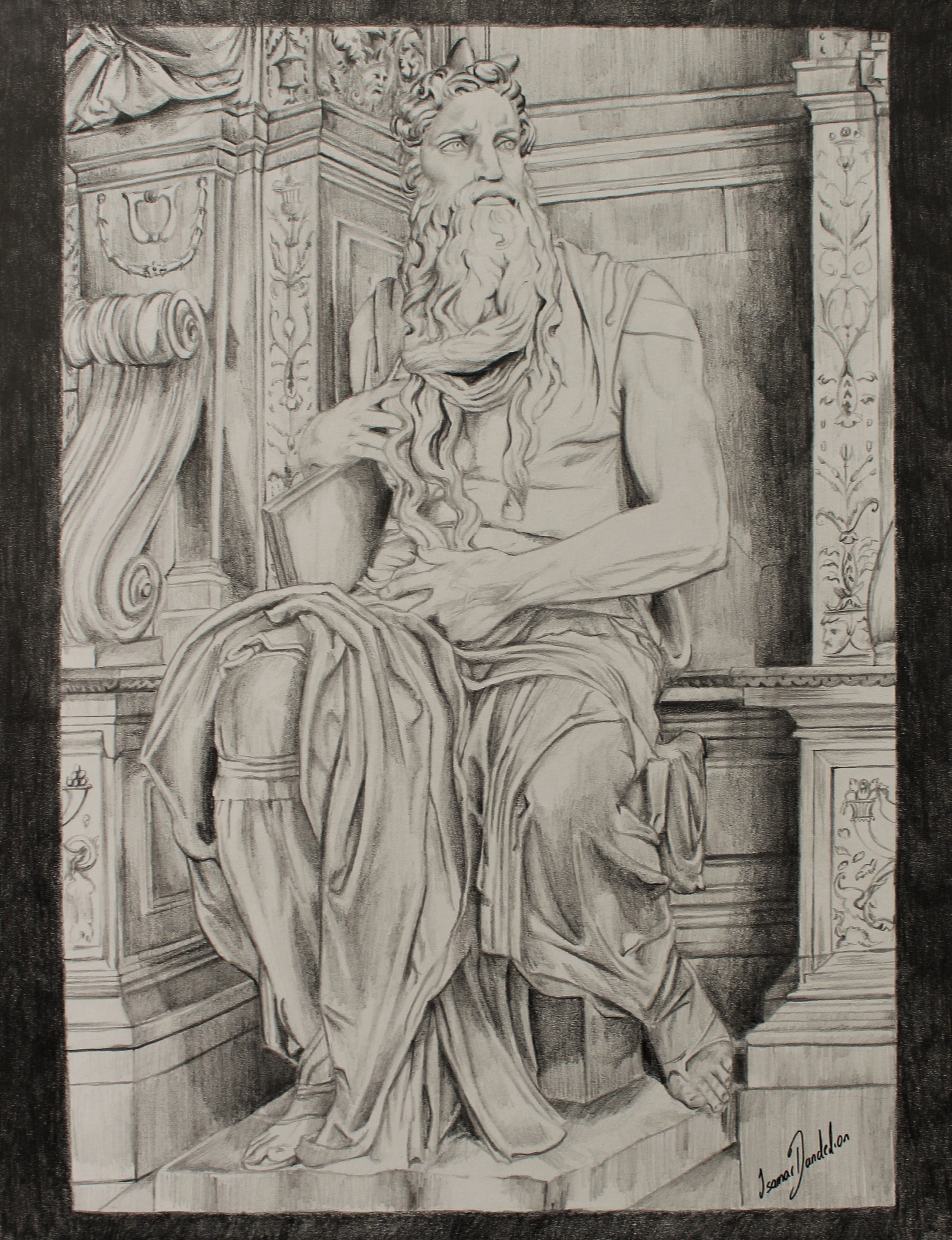 Pencil Portrait of Moses michelangelo by Isamardandelion - Etsy