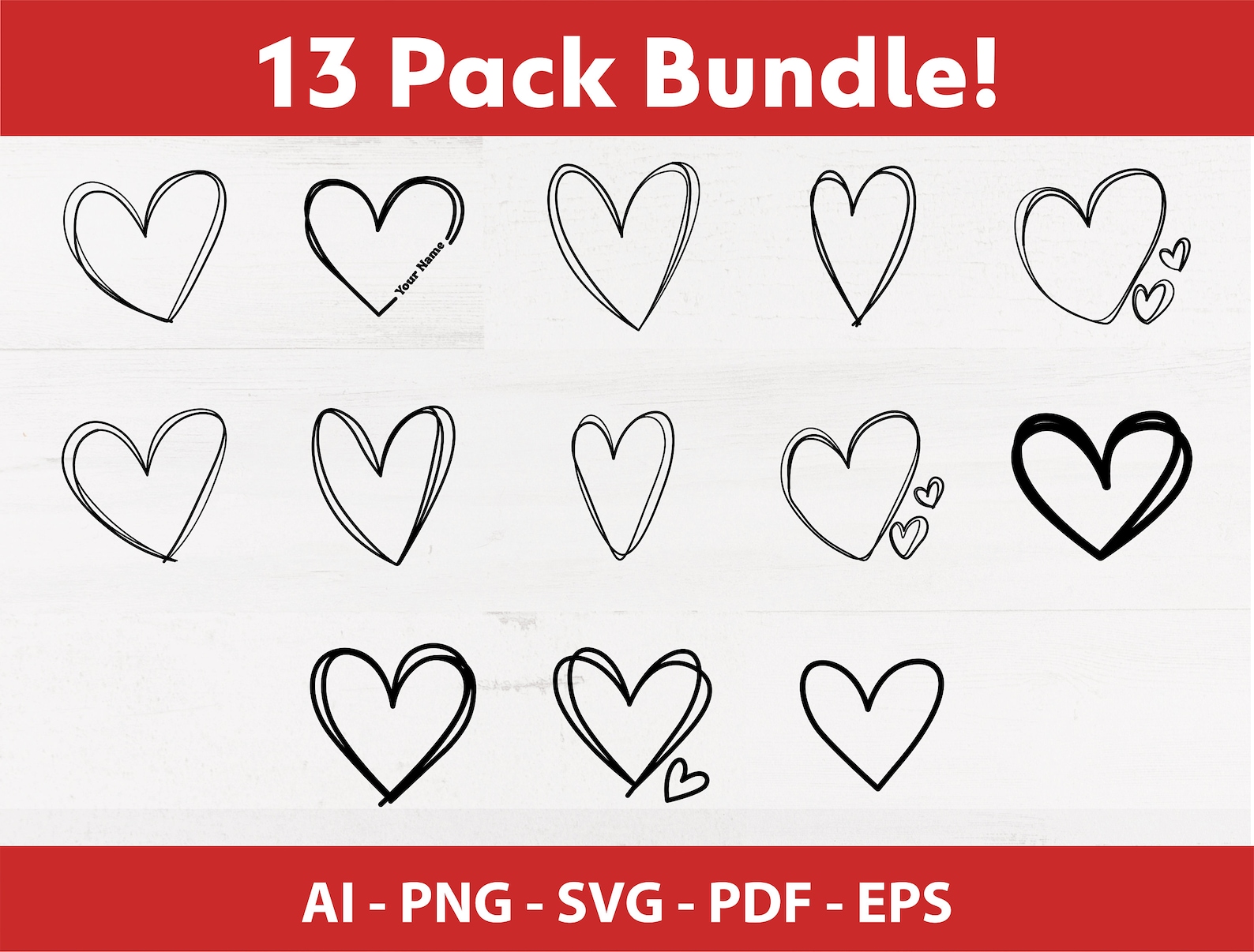 Doodle coeur amour SVG Bundle, coeur SVG Bundle, croquis, coeur svg ...
