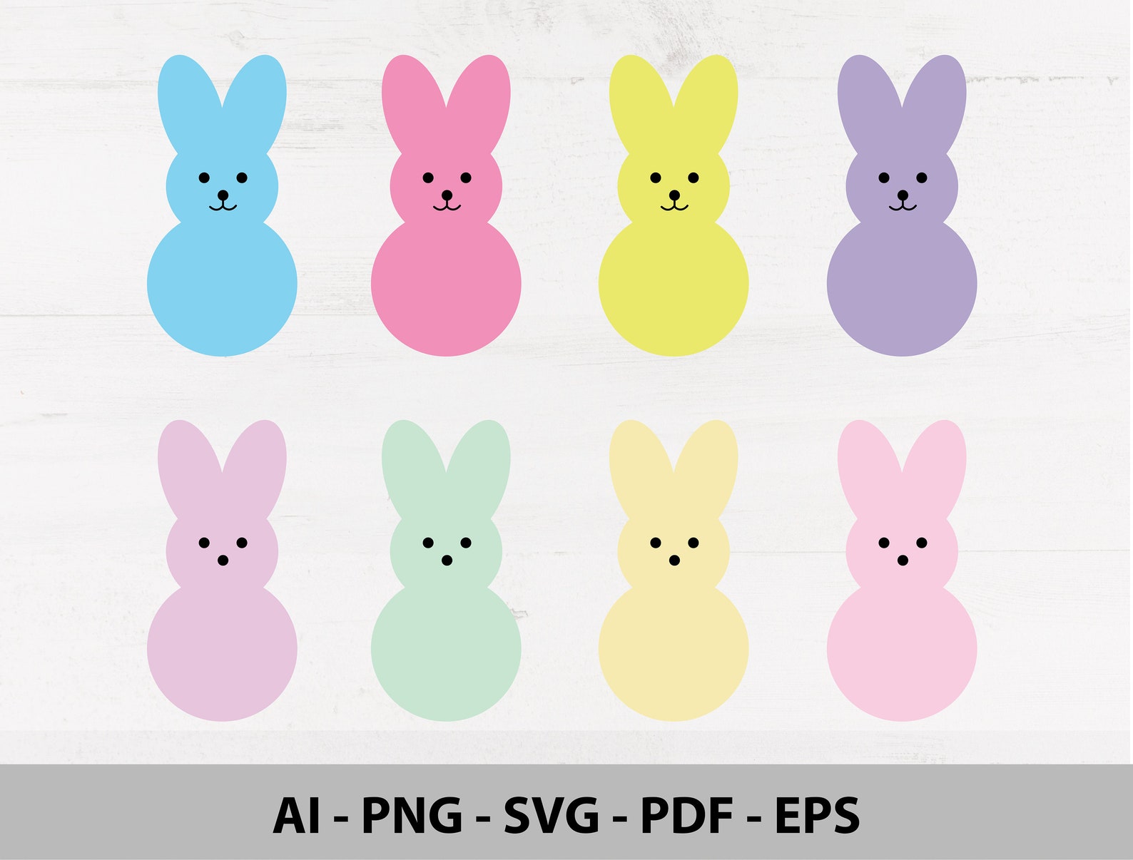 Easter Bunny Peeps SVG Bundle Digital Download Png, Dxf, Easter Clipart ...