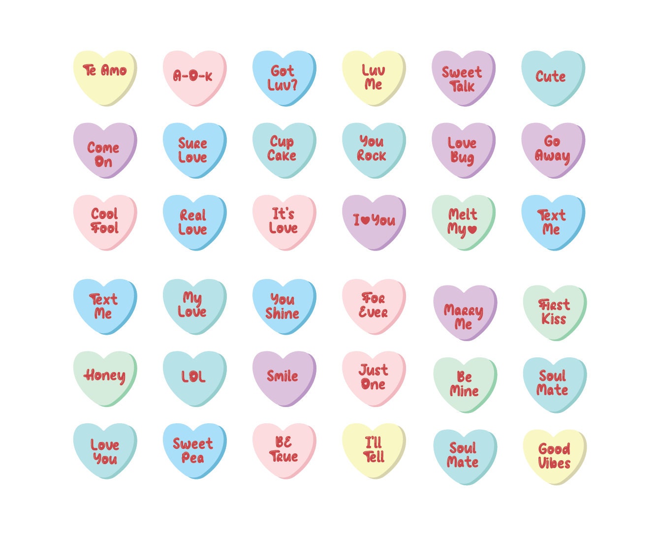 Candy Hearts SVG Valentines Day Funny Conversation Hearts - Etsy