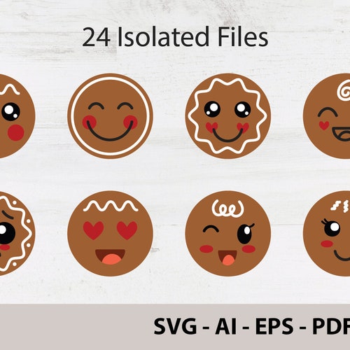 Gingerbread Face Svg Bundle Gingerbread Emoticons Svg - Etsy
