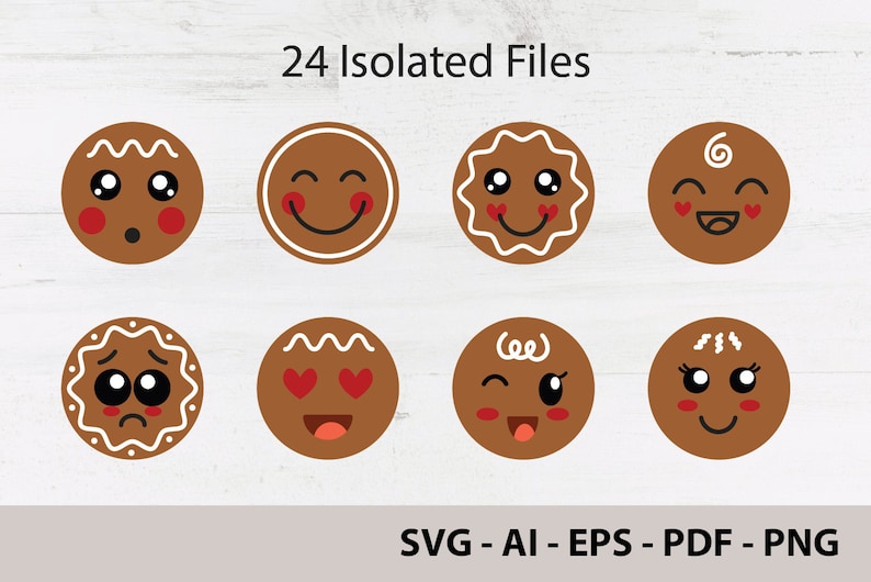 Gingerbread Face Svg Bundle | Gingerbread Emoticons Svg - Etsy