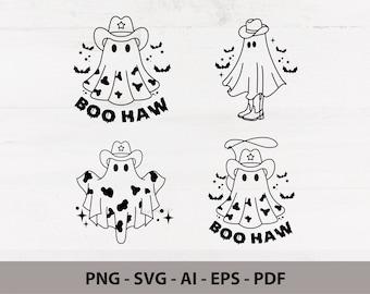 Boo Haw SVG PNG PDF, Cowboy Ghost Svg, Halloween Svg, Funny Halloween ...