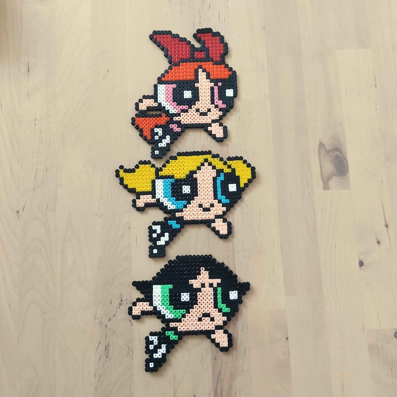 Powerpuff Girls - the Powerpuff Girls Pixel Art Perler - Wall Decor - Etsy