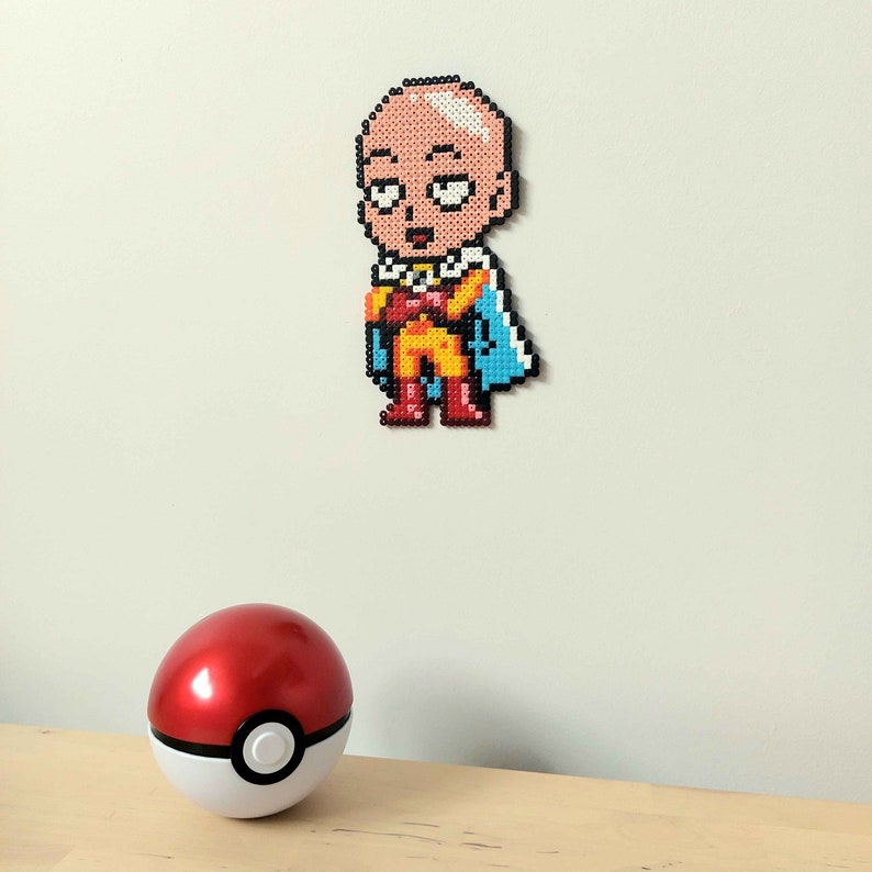 Saitama One Punch Man Pixel Art Perler - Wall Decor - Etsy