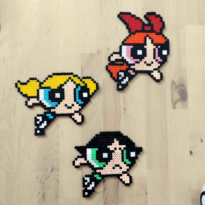 Powerpuff Girls - the Powerpuff Girls Pixel Art Perler - Wall Decor ...