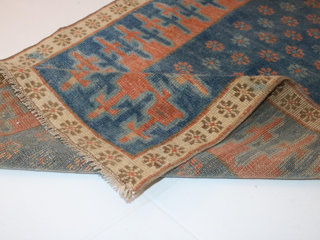 2x9 Blue Runner Rug,handmade,vintage,neutral Wool Rug,turkish Runner ...