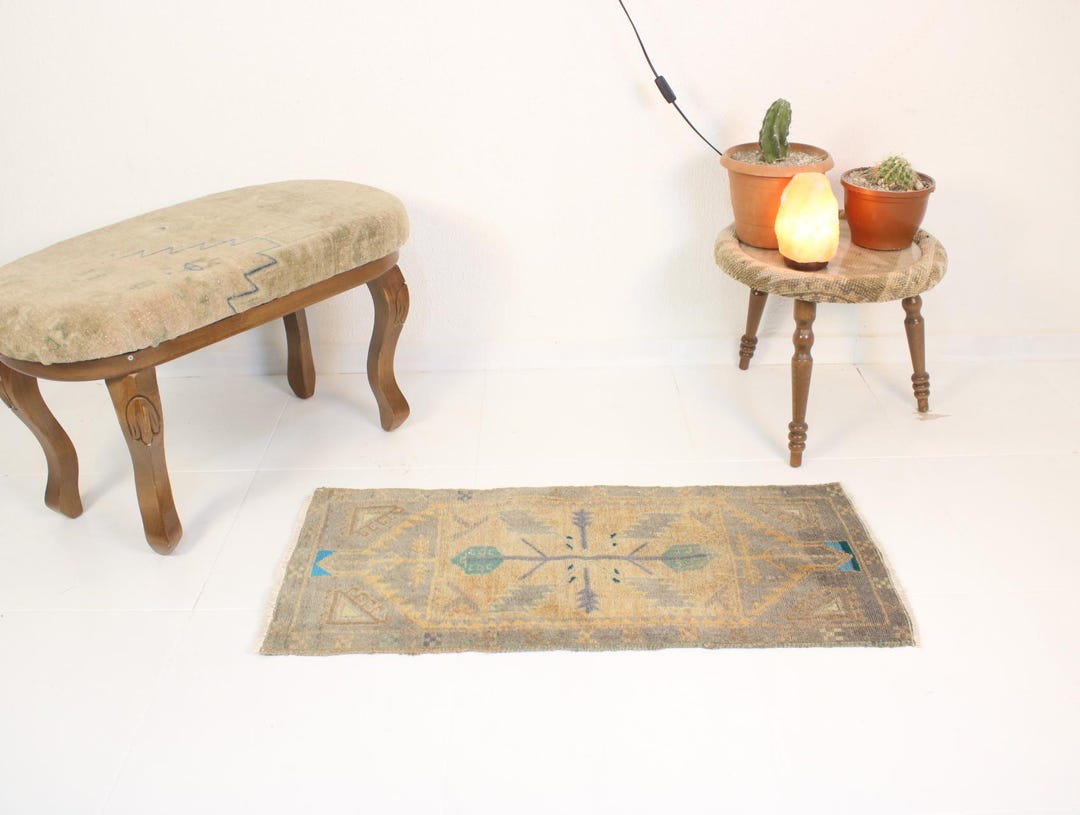 1x3 Orange Door Mat,handmade,vintage,neutral Wool Rug,turkish Door Mat ...