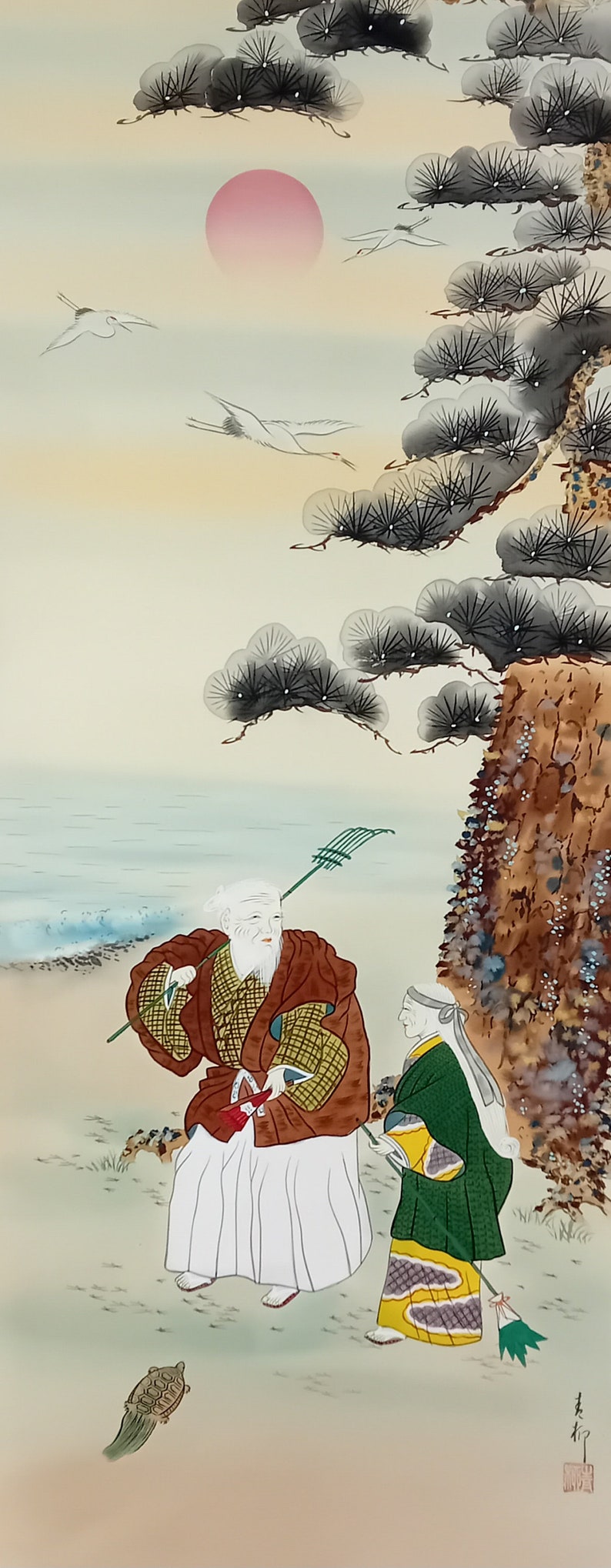 Jō and Uba, Japanese Scroll, Ink Painting, Kakejiku, Kakemono, Japan ...